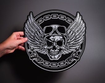 Harley Davidson WINGS SKULL Large Back Patch for Custom Biker Vest - Etsy