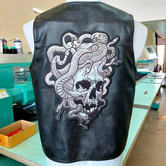 Snakes Skull Large Back Patch for Biker Vest - Etsy UK