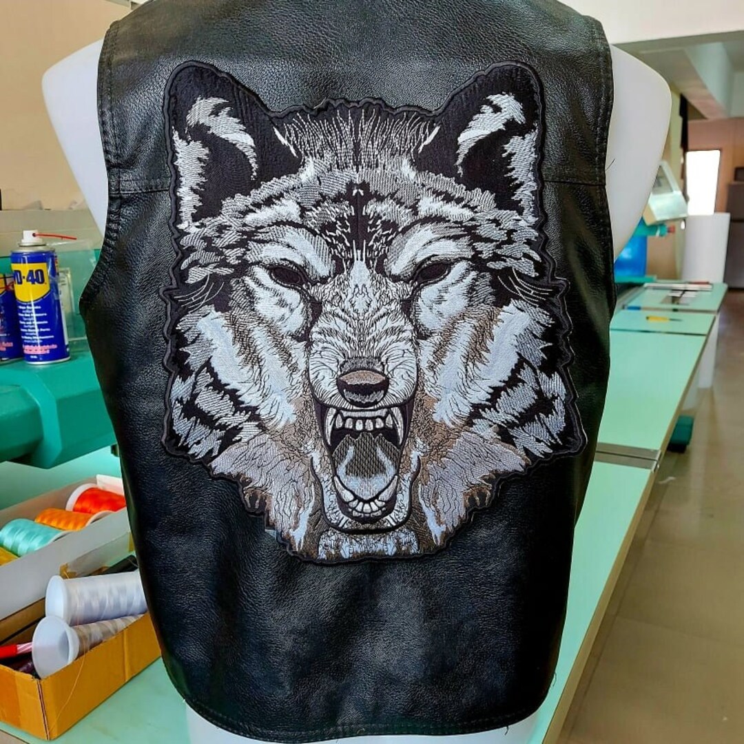 Wolf Large Back Patch Iron on for Custom Biker Vest - Etsy