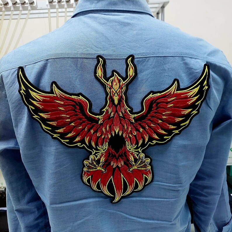 Phoenix Embroidered Back Patch Iron-on Applique Cosplay Vest - Etsy