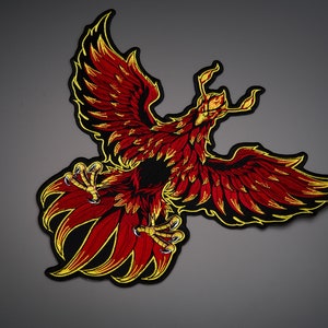 Phoenix Embroidered Back Patch Iron-on Applique, Cosplay Vest Clothing ...