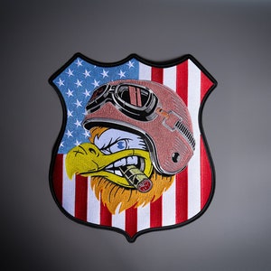 Vintage Style Eagle Biker Patch With USA Flag - American Motorcycle ...