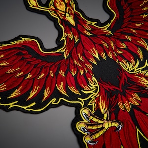 Phoenix Embroidered Back Patch Iron-on Applique, Cosplay Vest Clothing ...
