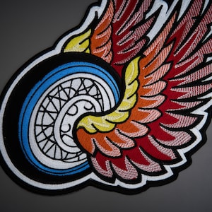 Flying Wheel Large Back Patch for Custom Biker Vest - Etsy
