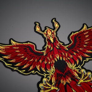 Phoenix Embroidered Back Patch Iron-on Applique, Cosplay Vest Clothing ...