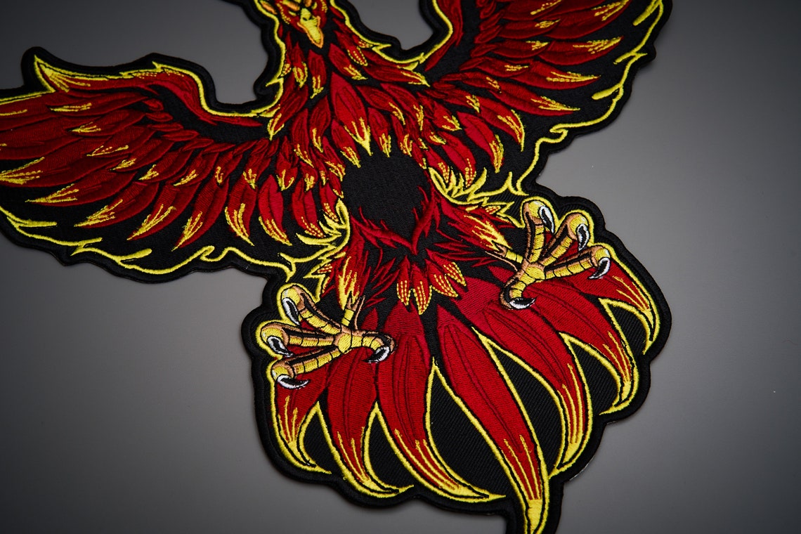 Phoenix Embroidered Back Patch Iron-on Applique, Cosplay Vest Clothing ...