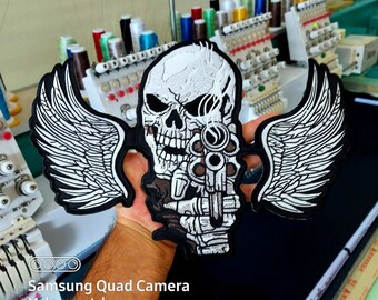 DOUBLE GUN Large Back Patch for Custom Biker Vest | Etsy