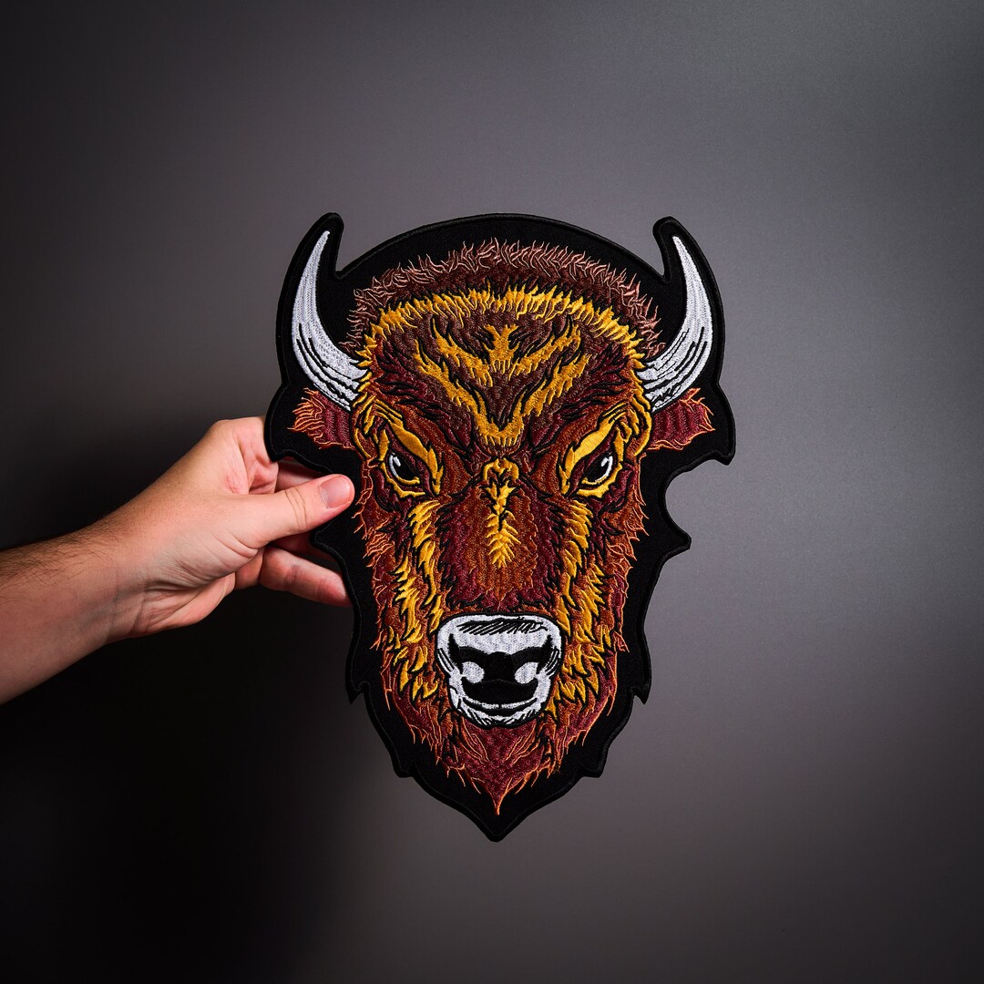 BISON Large Back Patch for Custom Biker Vest - Etsy