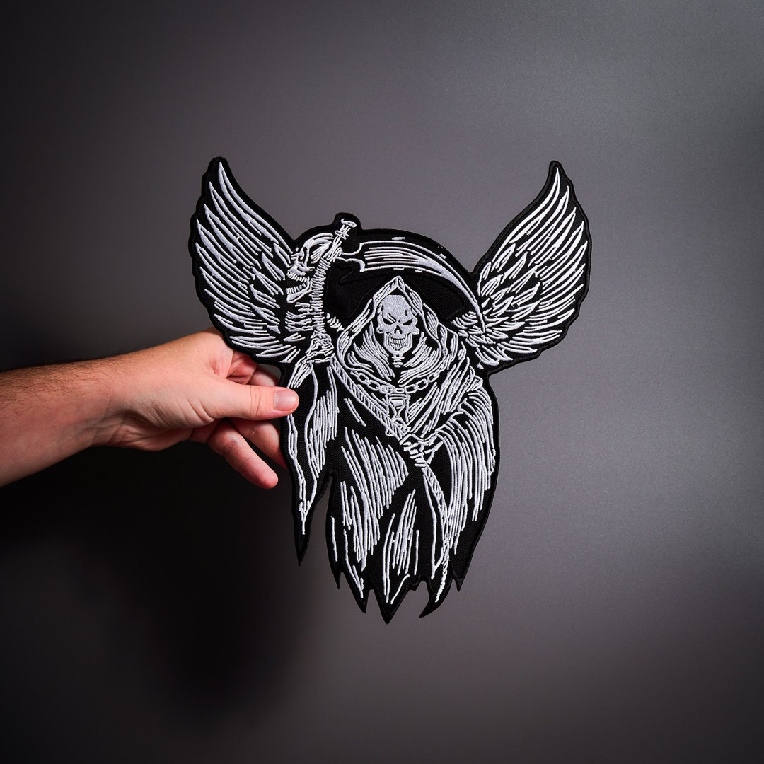 WINGS REAPER Large Back Patch for Custom Biker Vest - Etsy