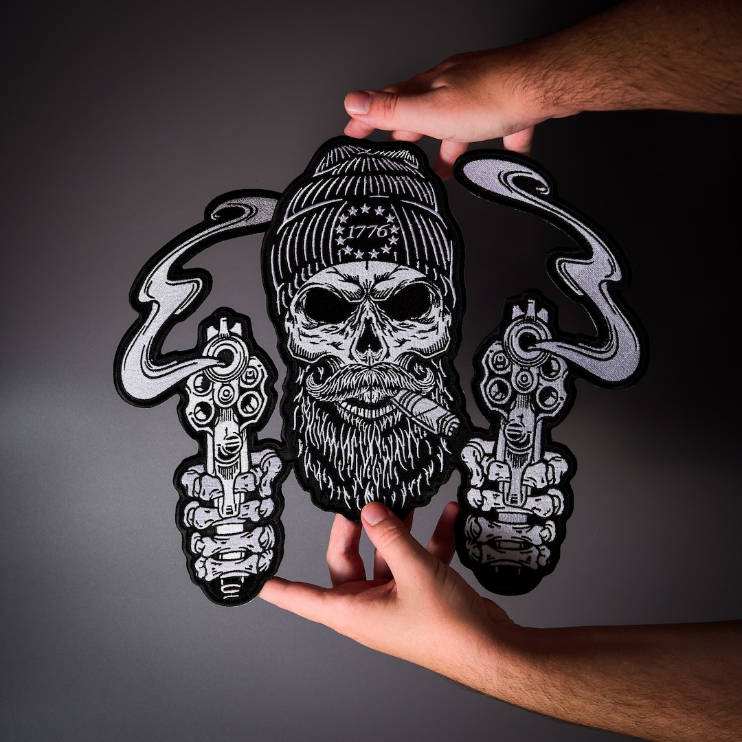 DOUBLE GUN Large Back Patch for Custom Biker Vest - Etsy