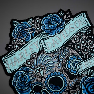 SKULL FLOWERS Harley Gift Large Skulls Back Patch - Etsy