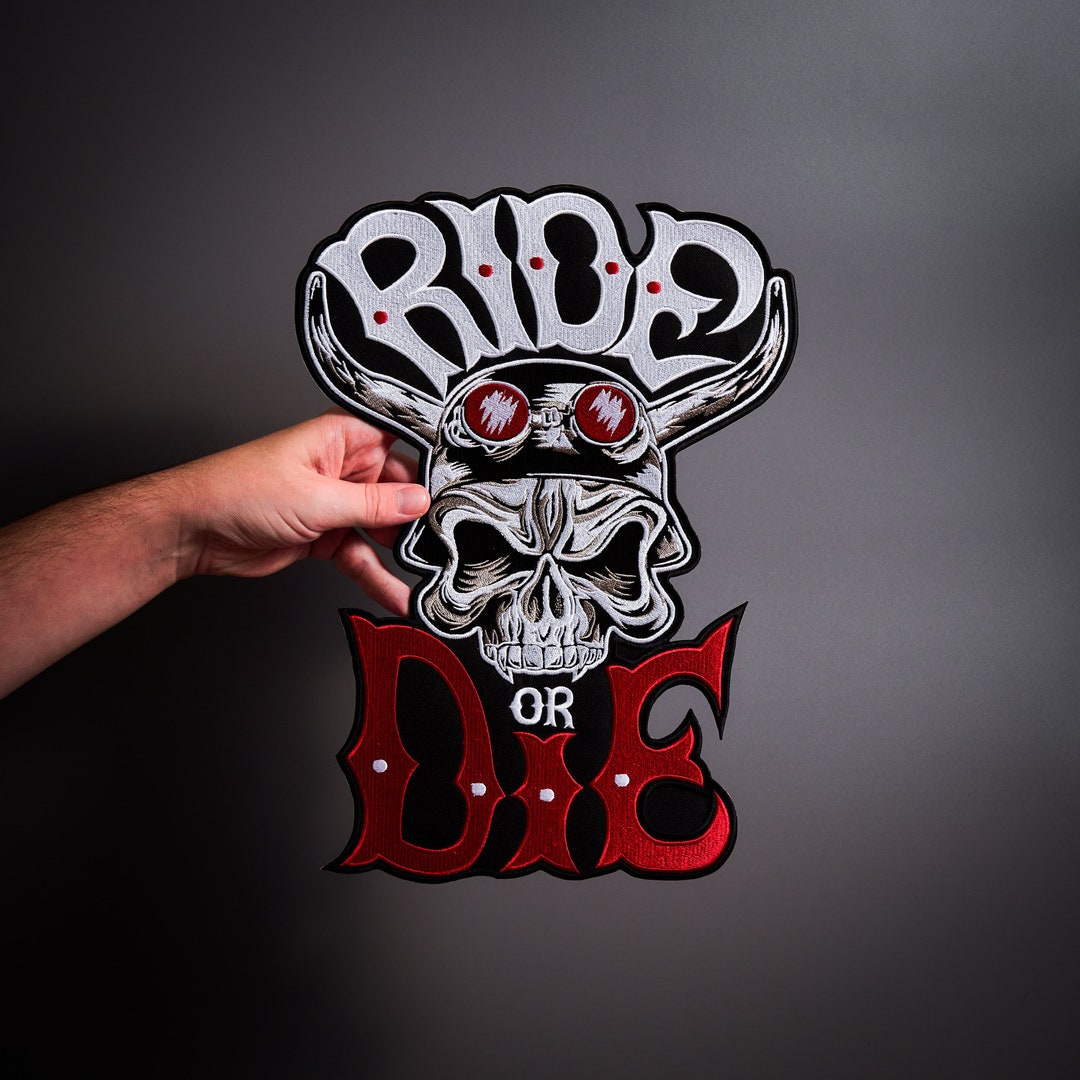 RIDE or DIE Skull Large Back Patch for Custom Biker Vest - Etsy