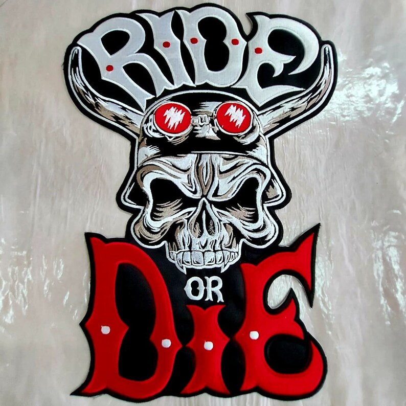 RIDE or DIE Skull Large Back Patch for Custom Biker Vest - Etsy