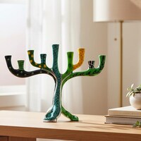 Traditional Handmade Cream Ceramic Hanukkah Menorah, White Chanukah ...