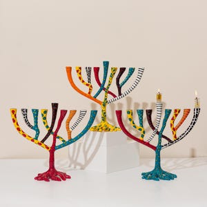 Handmade Enamel-painted Hanukkah Menorah - the Wild Tree Collection ...