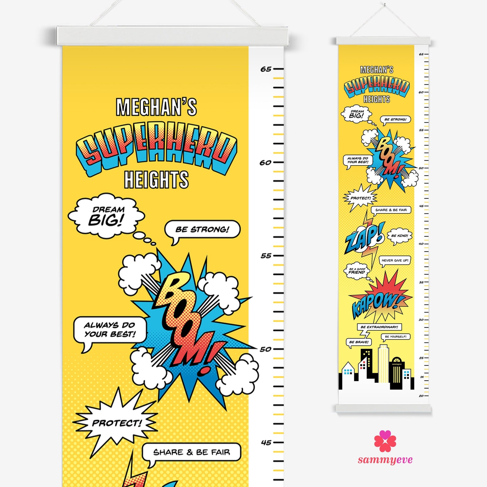 Personalised Superhero Canvas Height Chart Growth Chart for - Etsy