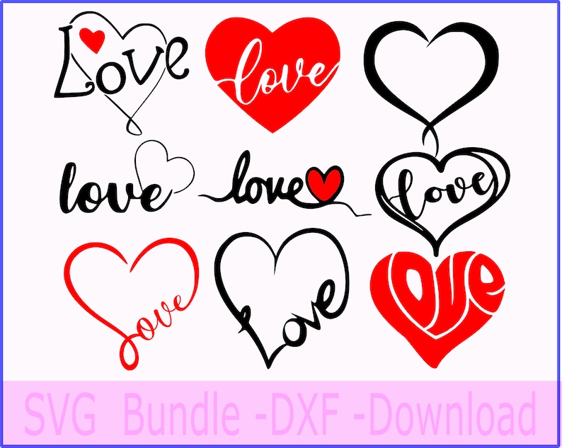 Love Svg Bundle With Heart, Love With Heart Svg, Heart Bundle - Etsy