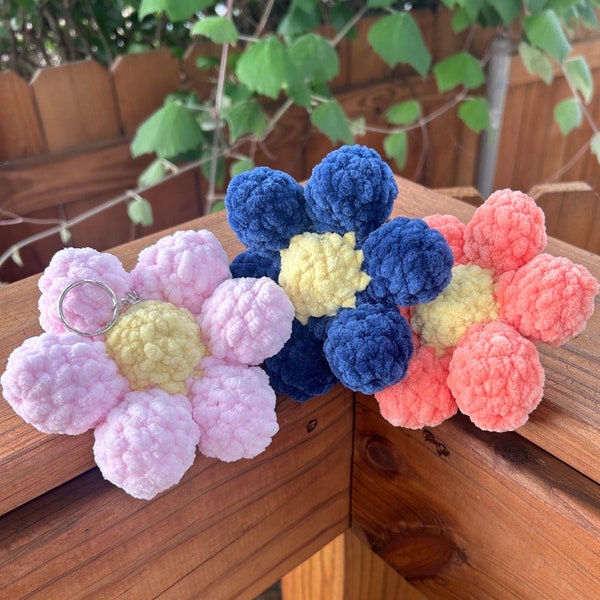 Pink Flower Keychain - Etsy