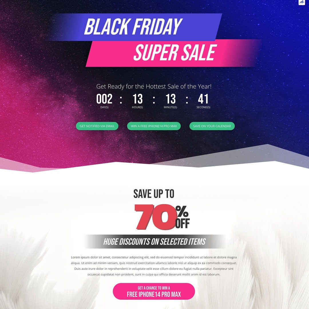 Black Friday DIVI Sales Landing Page Layout - Etsy