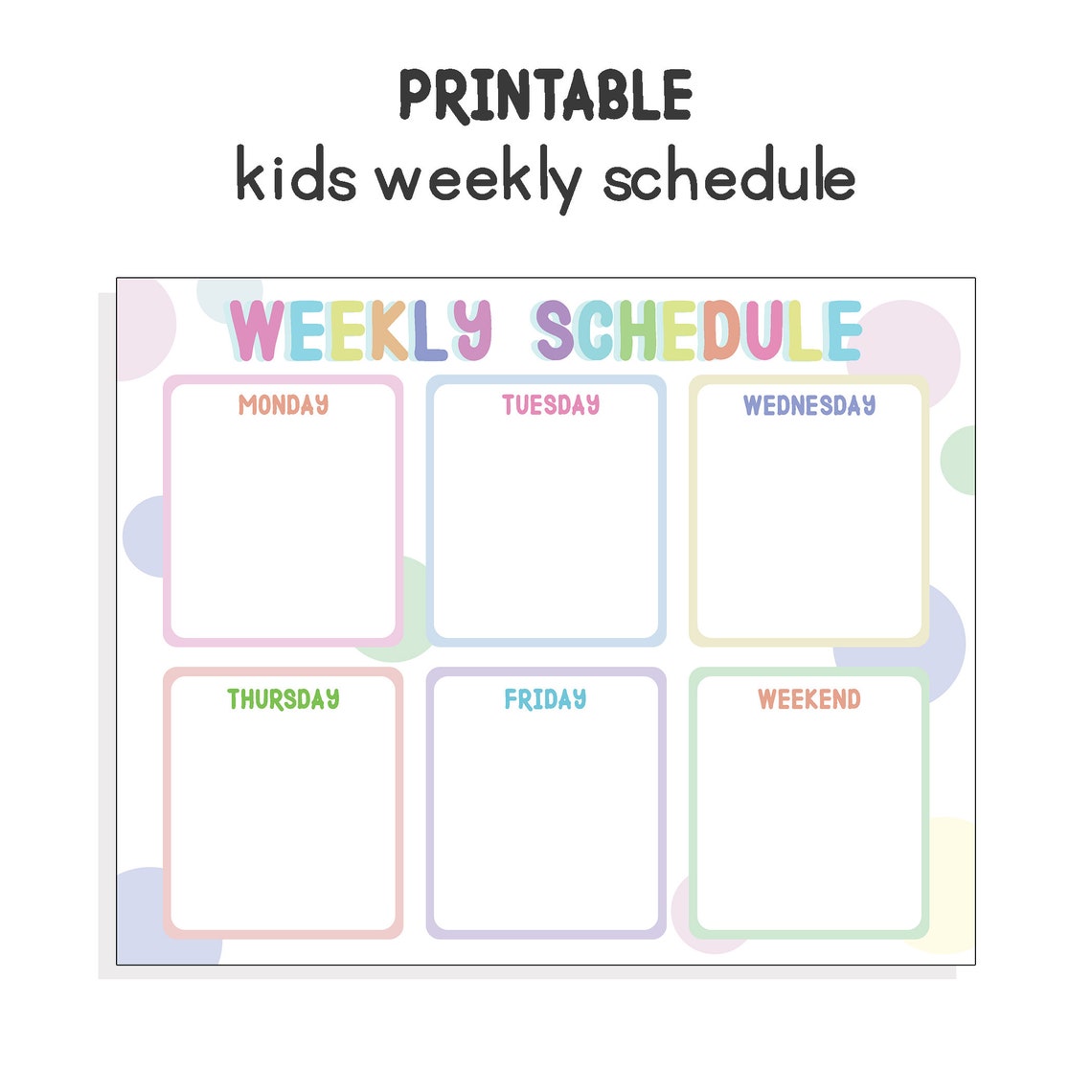 Kids weekly schedule | Etsy