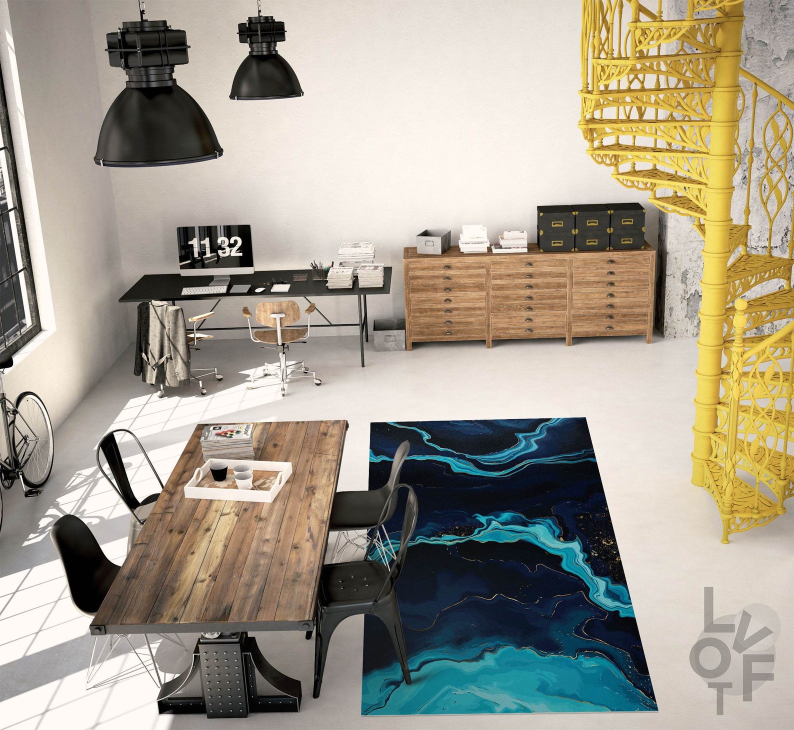 Deep Blue Sea Linoleum Rug Turquoise Vinyl Rug Navy Vinyl - Etsy UK