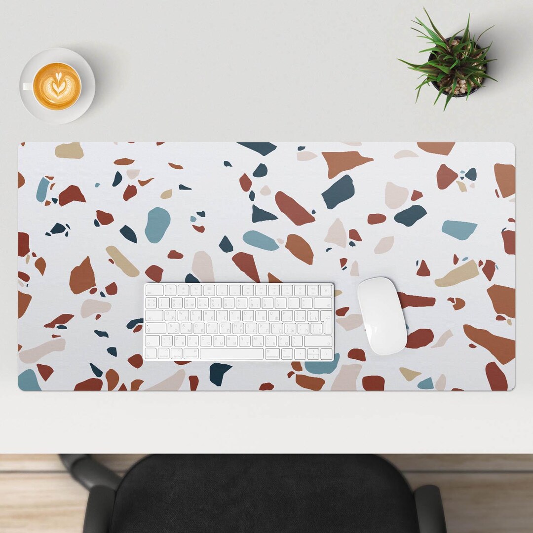 Pebble Mosaic Desk Mat, Multicolored Desk Pad, PVC Table Protector ...