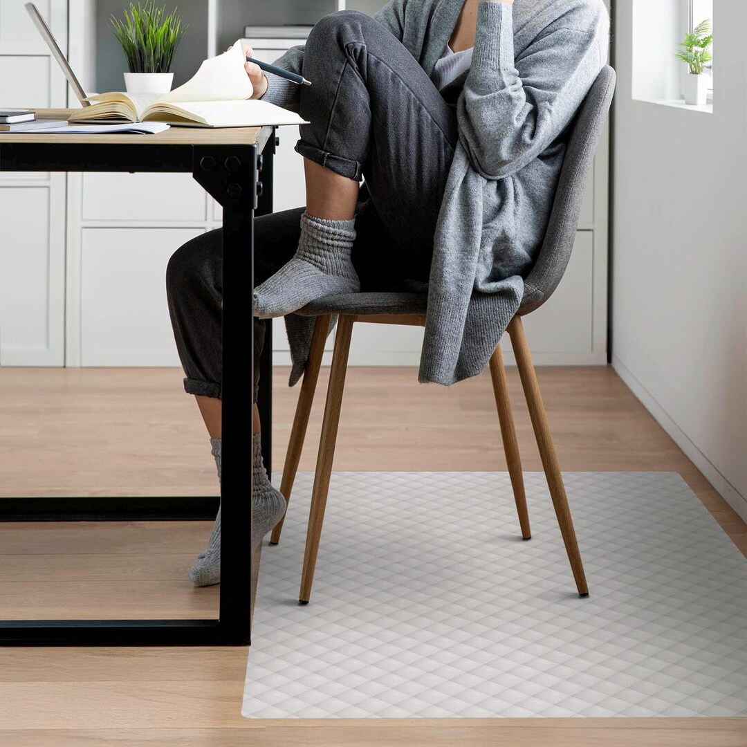 3D Quilted Pattern Chair Mat, White Office Chair Floor Protector, Chair ...