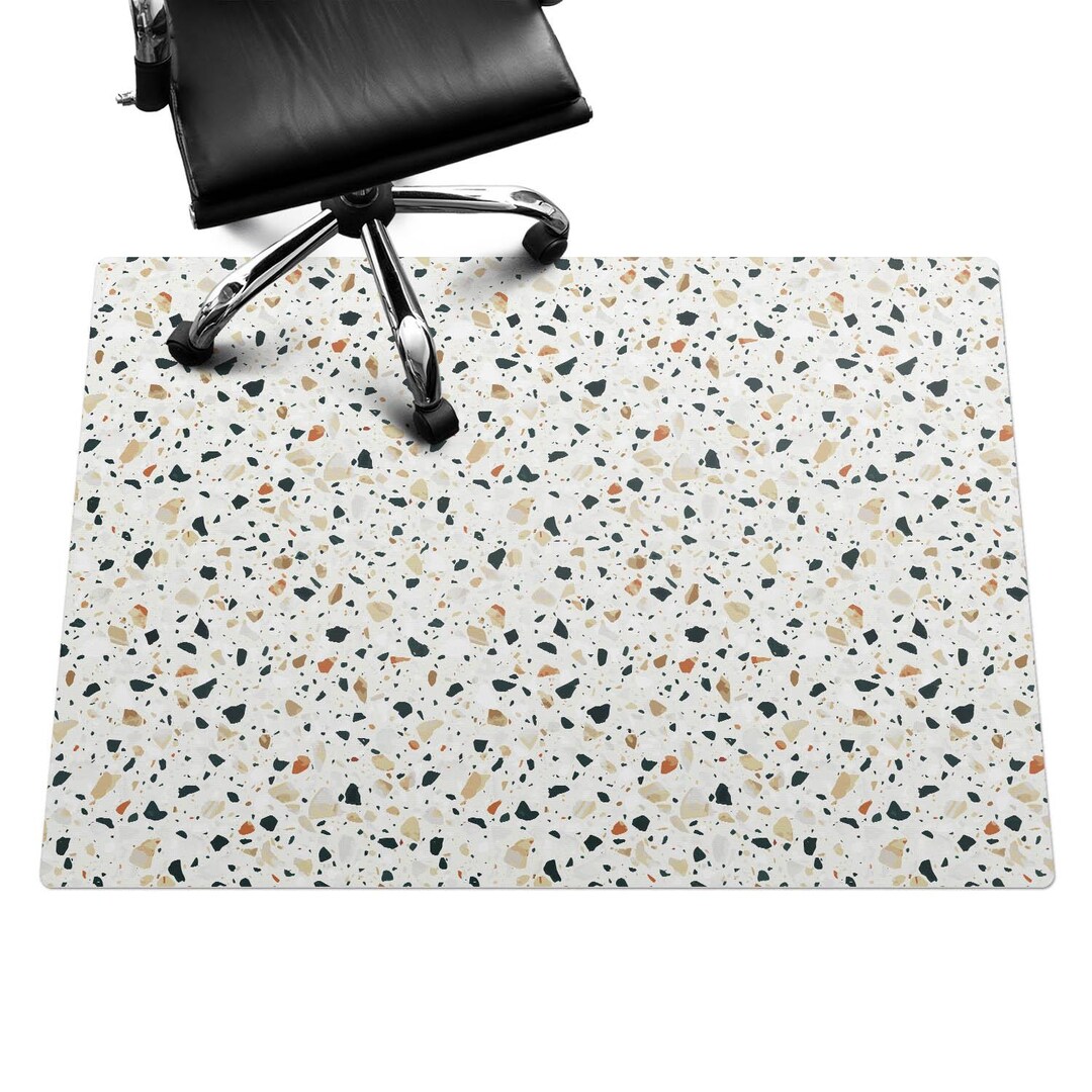 Terrazzo Classic Pattern Office Chair Mat, White Chair Mat, Office ...