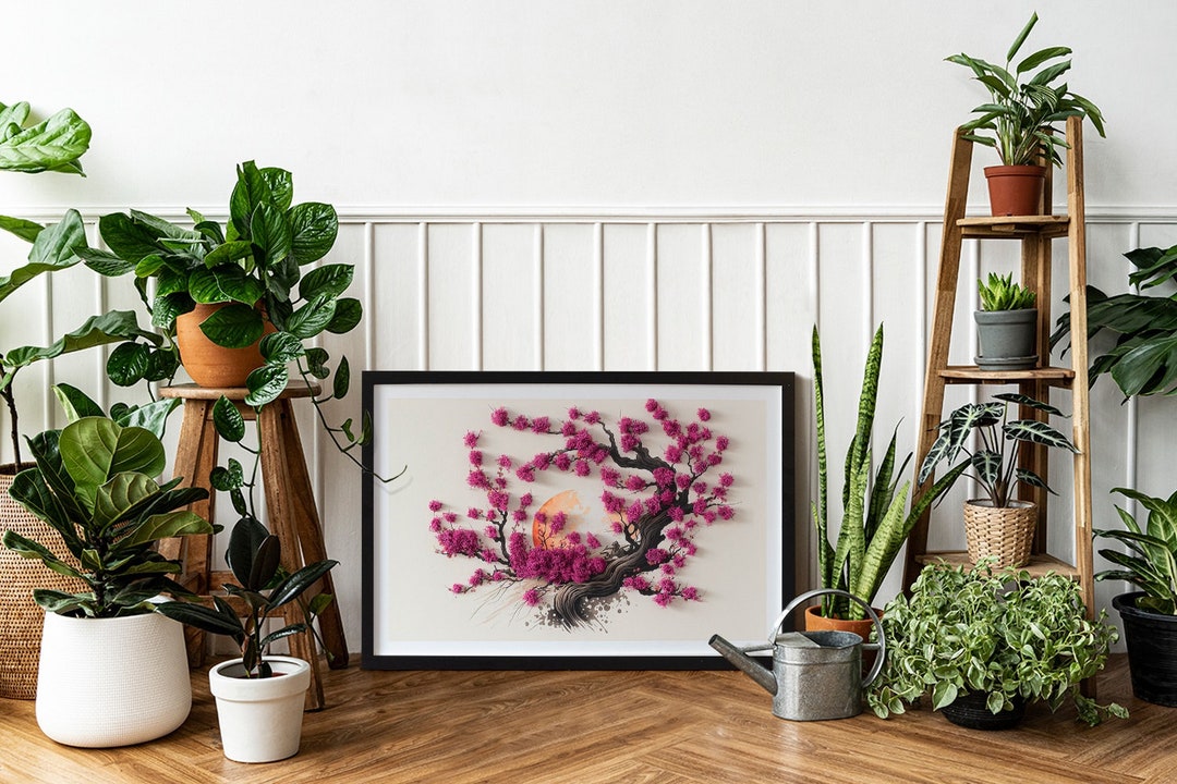 Cherry Tree, Framed Reindeer Moss Wall Art, Preserved Moss, Reindeer ...