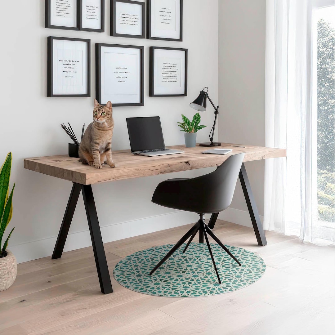 Geometric Arabesque Pattern Office Chair Mat, Turquoise Chair Mat ...