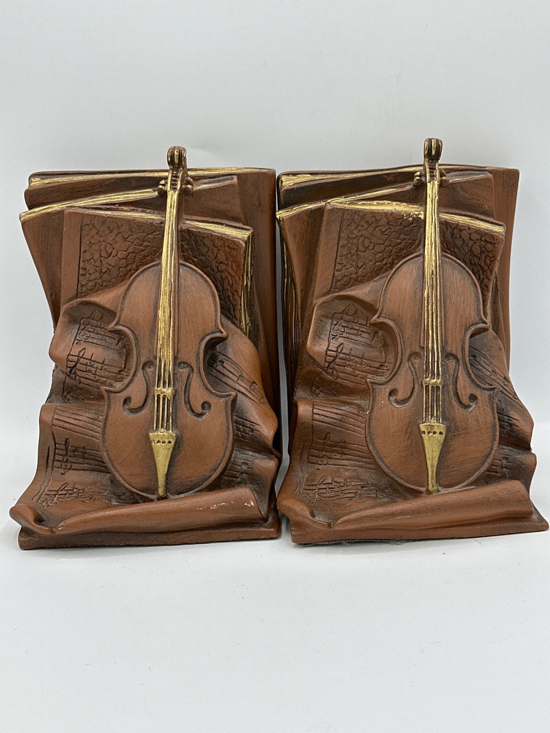 Vintage 1964 Universal Statuary Corp Music and Violin Bookends - Etsy