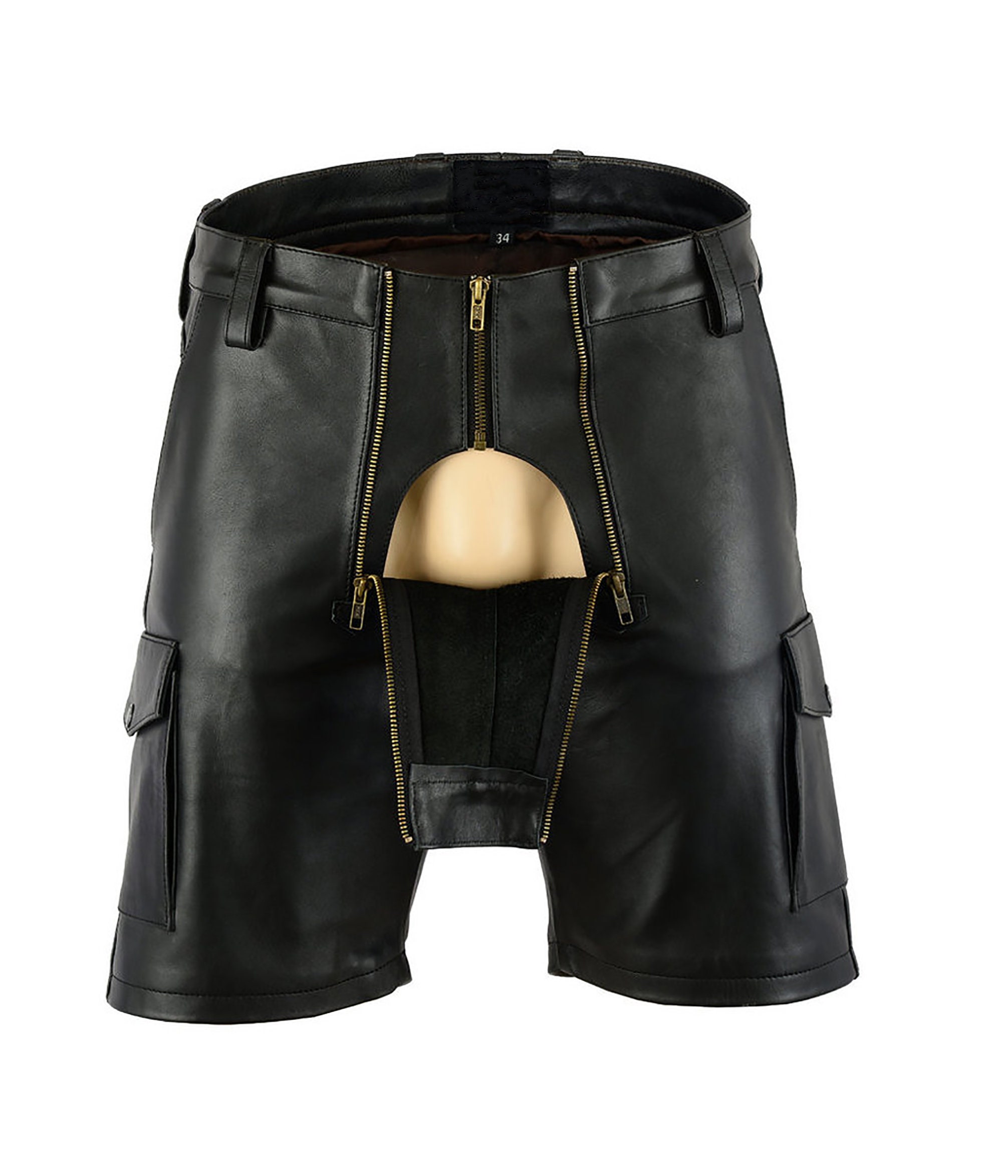 Men's Aniline Leather Party Shorts, Low Waist, Zip Fly, Summer Shorts ...
