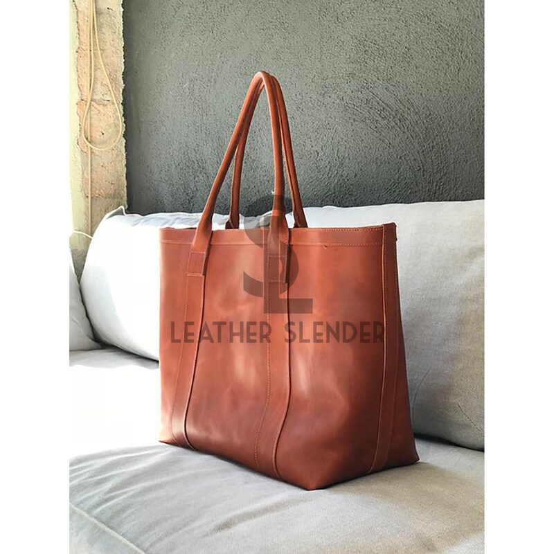 Brown Leather Tote - Etsy