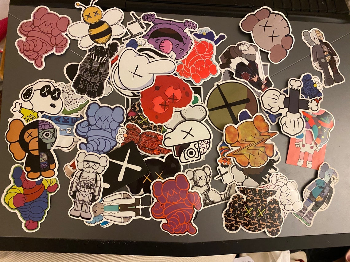 Kaws stickers. random pack.20pc 30pc 40pc.50.pc mixpack | Etsy