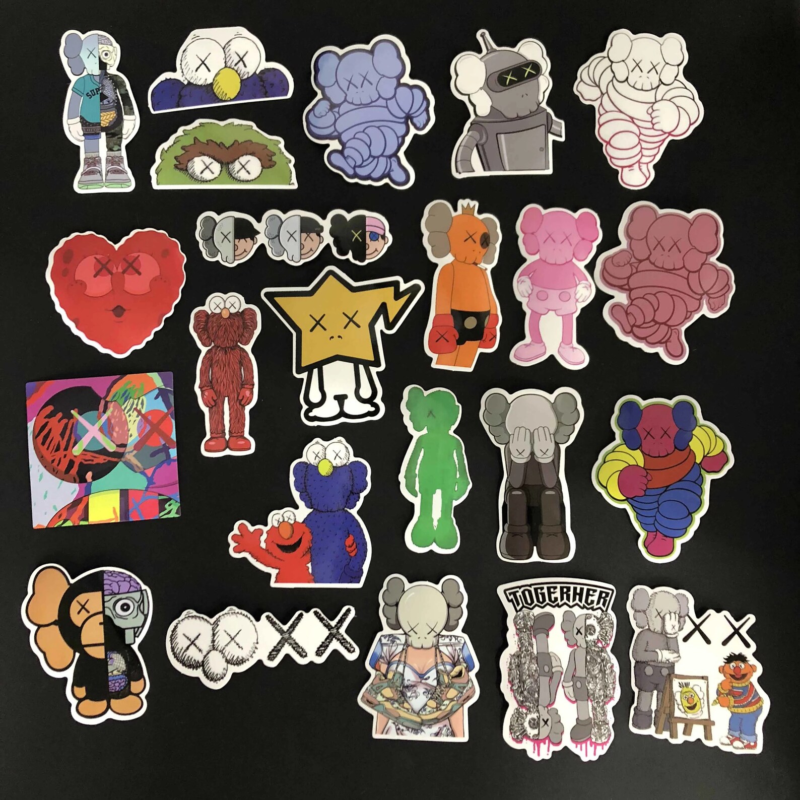 Kaws stickers. random pack.20pc 30pc 40pc.50.pc mixpack | Etsy