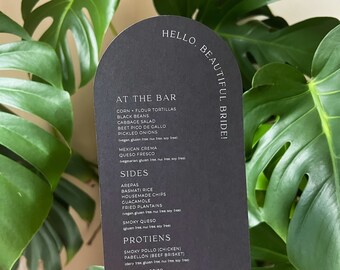 Wavy Boho Retro Solid Color Wedding Menu, Printed, Die Cut, 4x9, Menu ...
