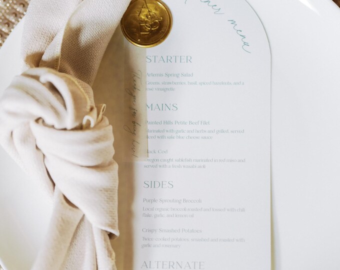 Half Arch Minimal Elegant Solid Color Wedding Menu, Printed, Die Cut ...