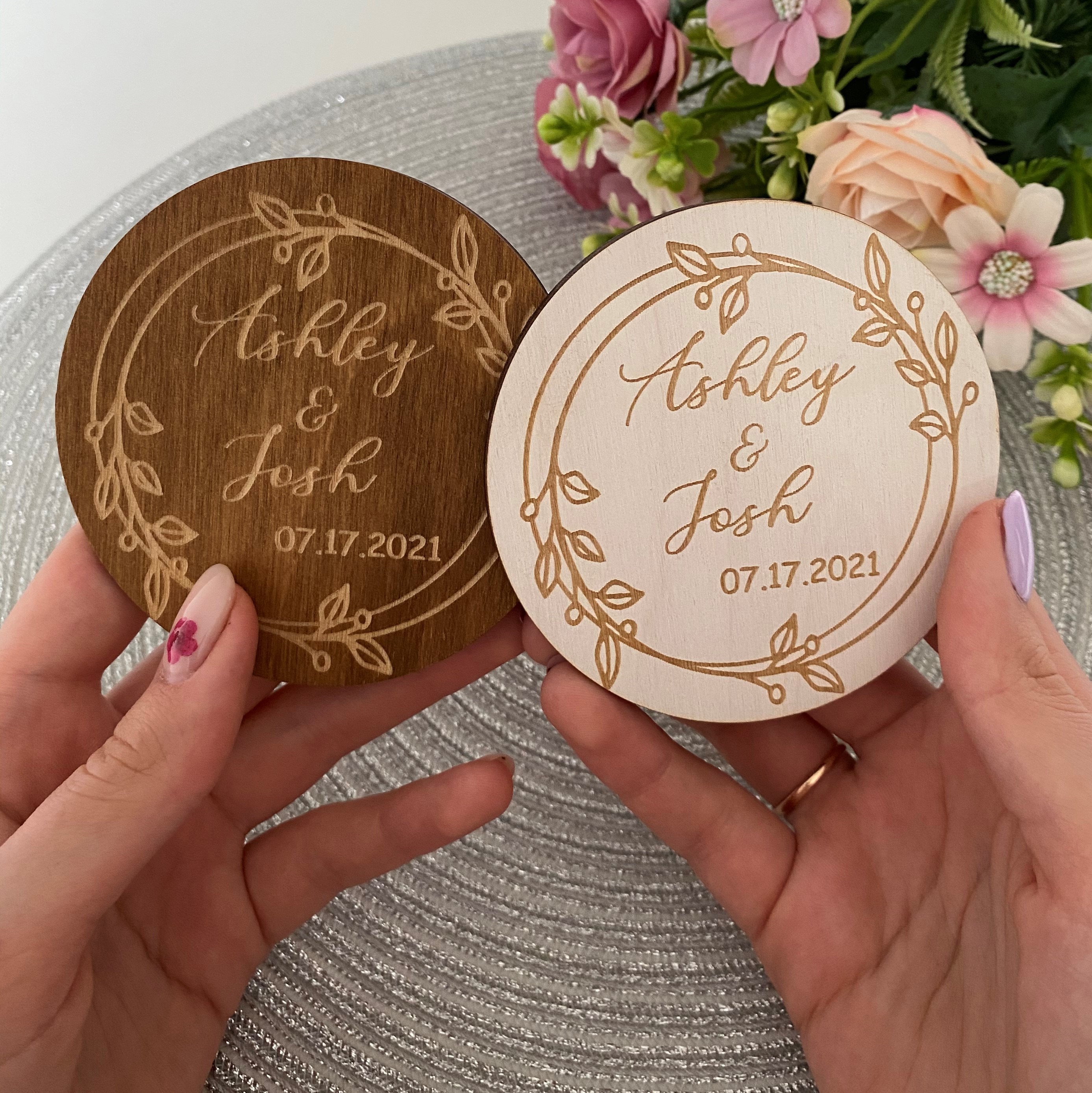 Wedding Favors for Guests Custom Wooden Coasters Rustic - Etsy