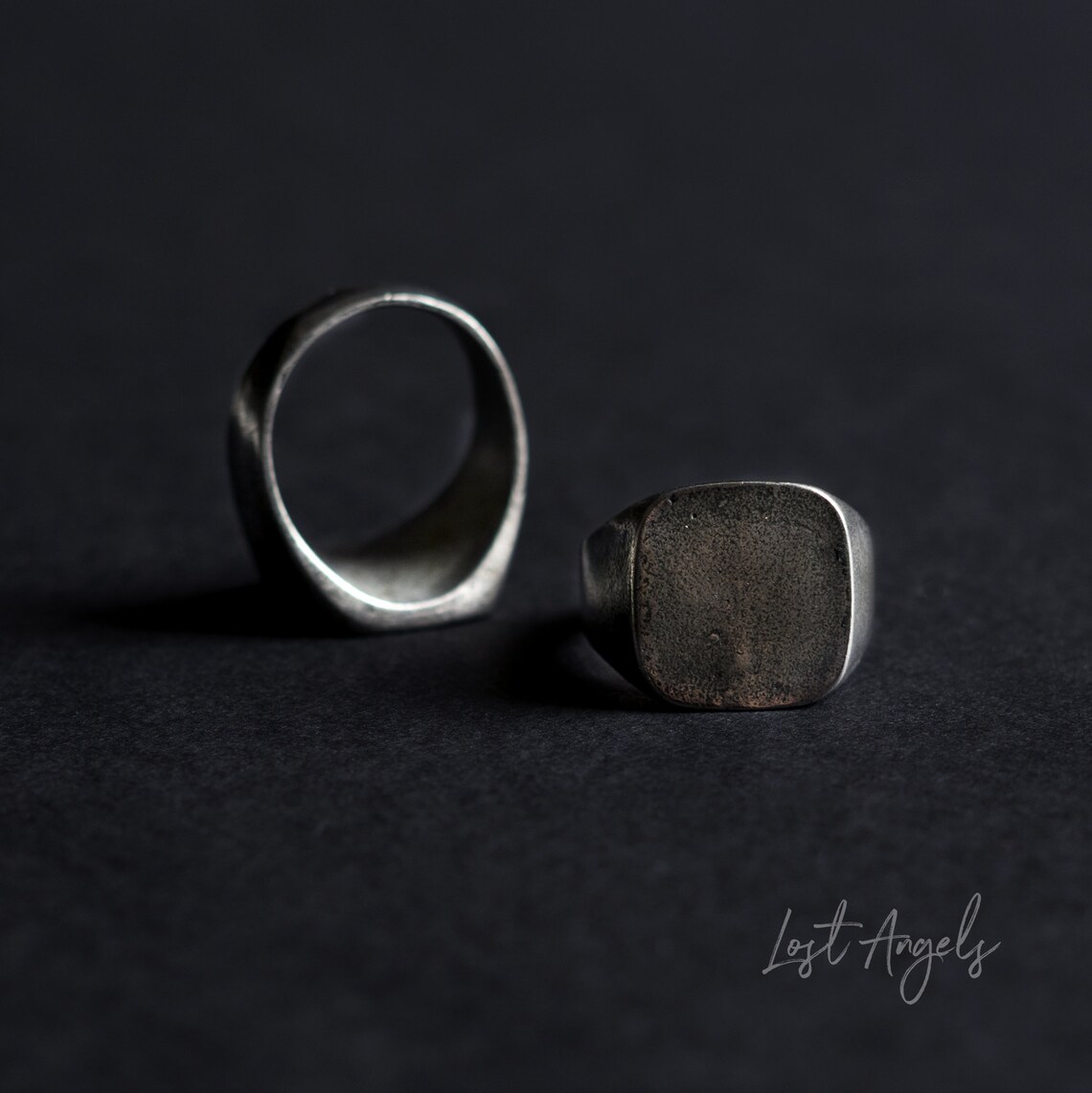 Mens Vintage Brushed Stainless Steel Heavy Signet Ring - Etsy