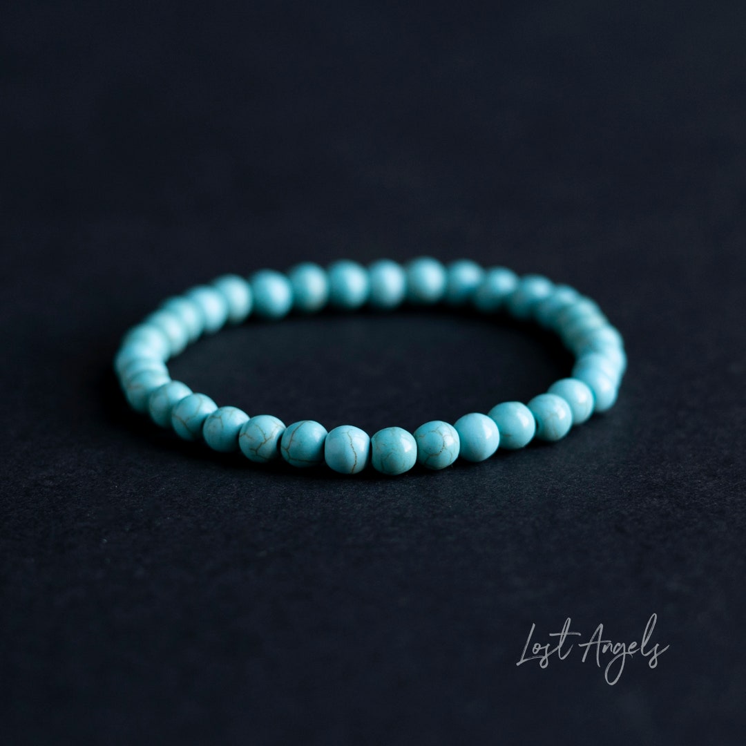 Turquoise Stone Bead Bracelet - Mens Womens Unisex Bracelet - Etsy