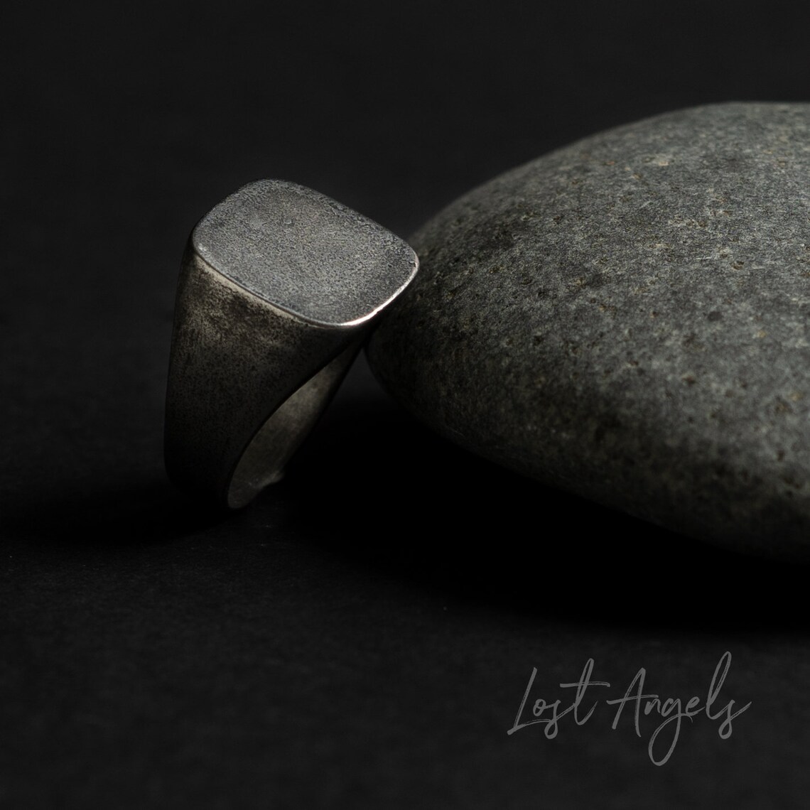 Mens Vintage Brushed Stainless Steel Heavy Signet Ring - Etsy