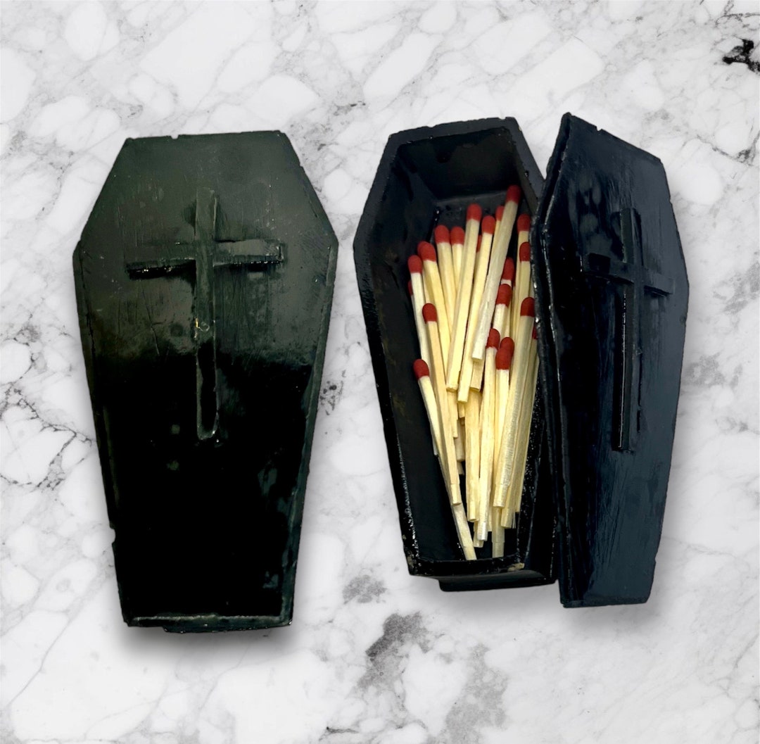 Coffin Matchbox: Unique Plaster Holder With Striking Coffin Top - Etsy
