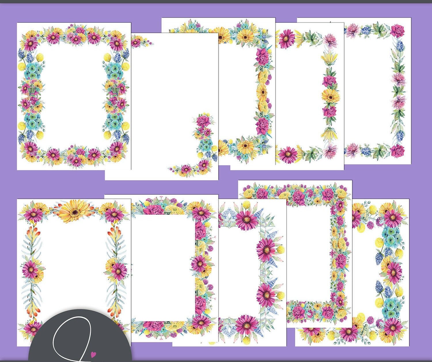 Floral Clipart Frames Borders Light Arrangements Neutral | Etsy