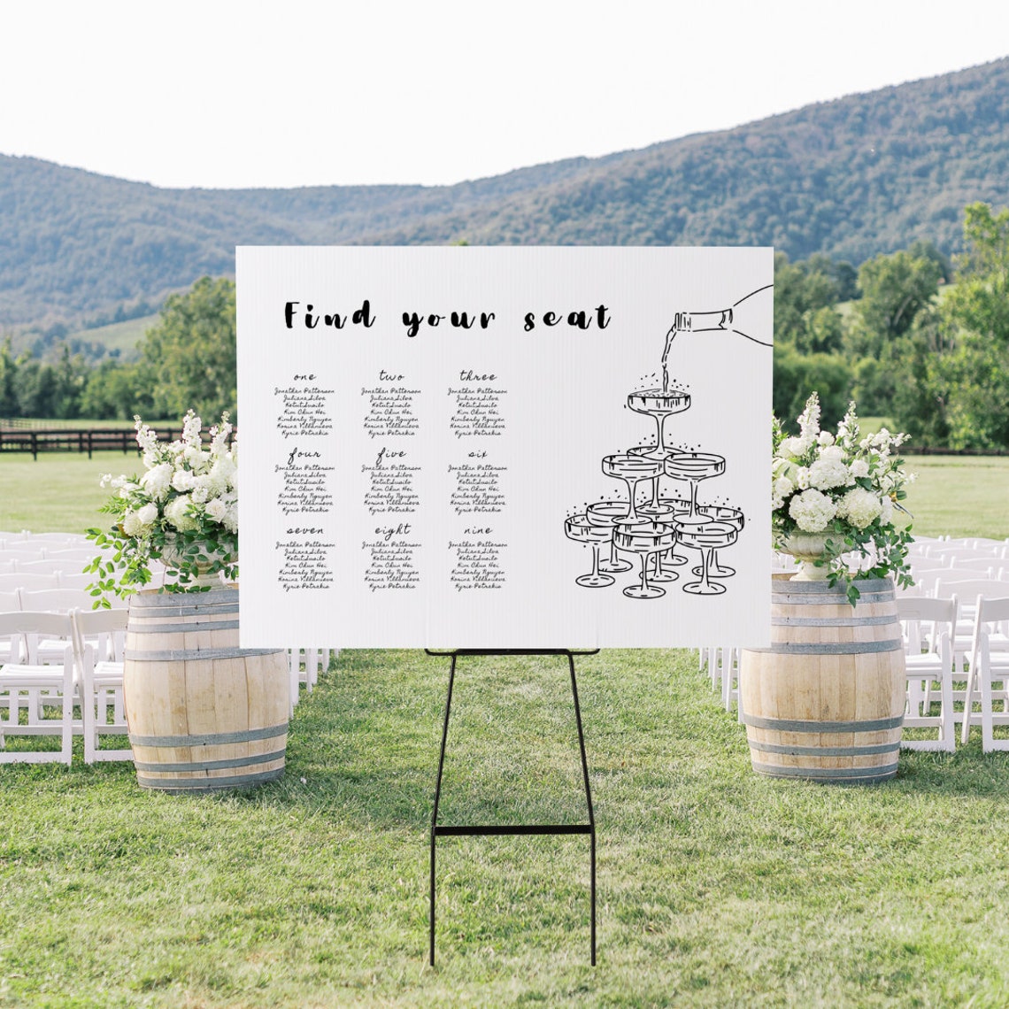 Hand-illustrated Wedding Seating Plan Unique Printable Sign Hand-drawn ...