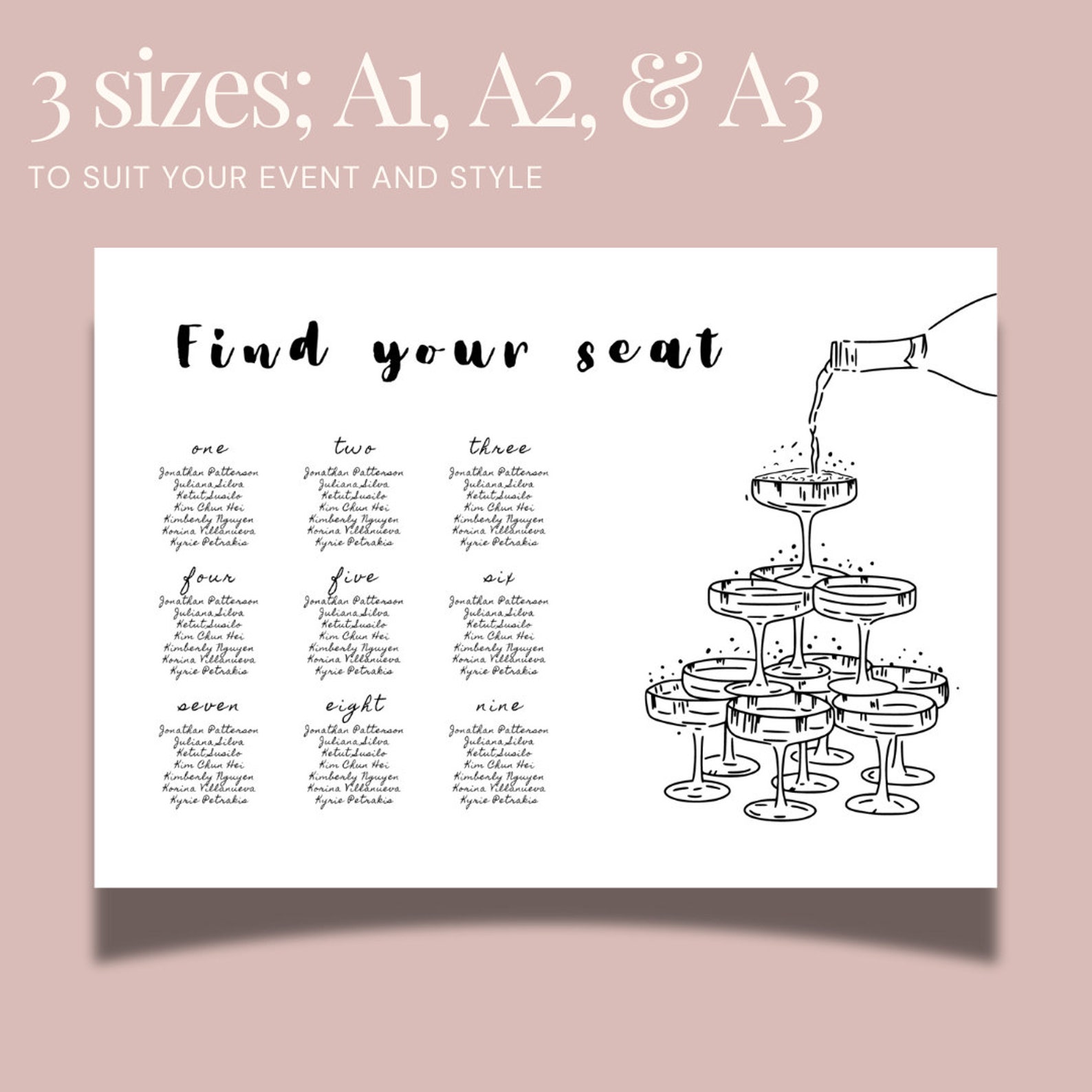 Hand-illustrated Wedding Seating Plan Unique Printable Sign Hand-drawn ...