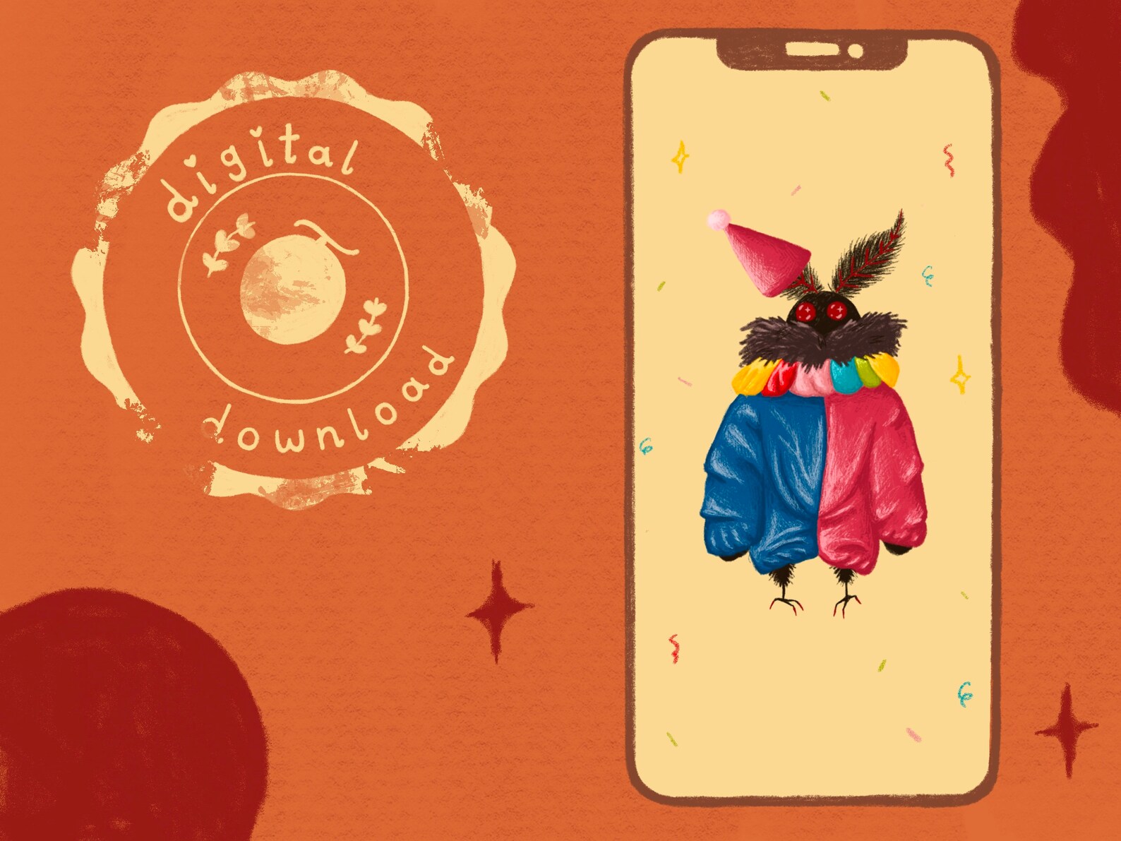 Cute Mothman Phone Background, Illustrated Clown Meme Wallpaper ...