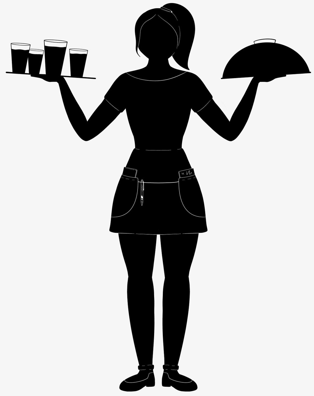 Waitress Vector Instant Download Holding Serving Trays Silhouette - Etsy