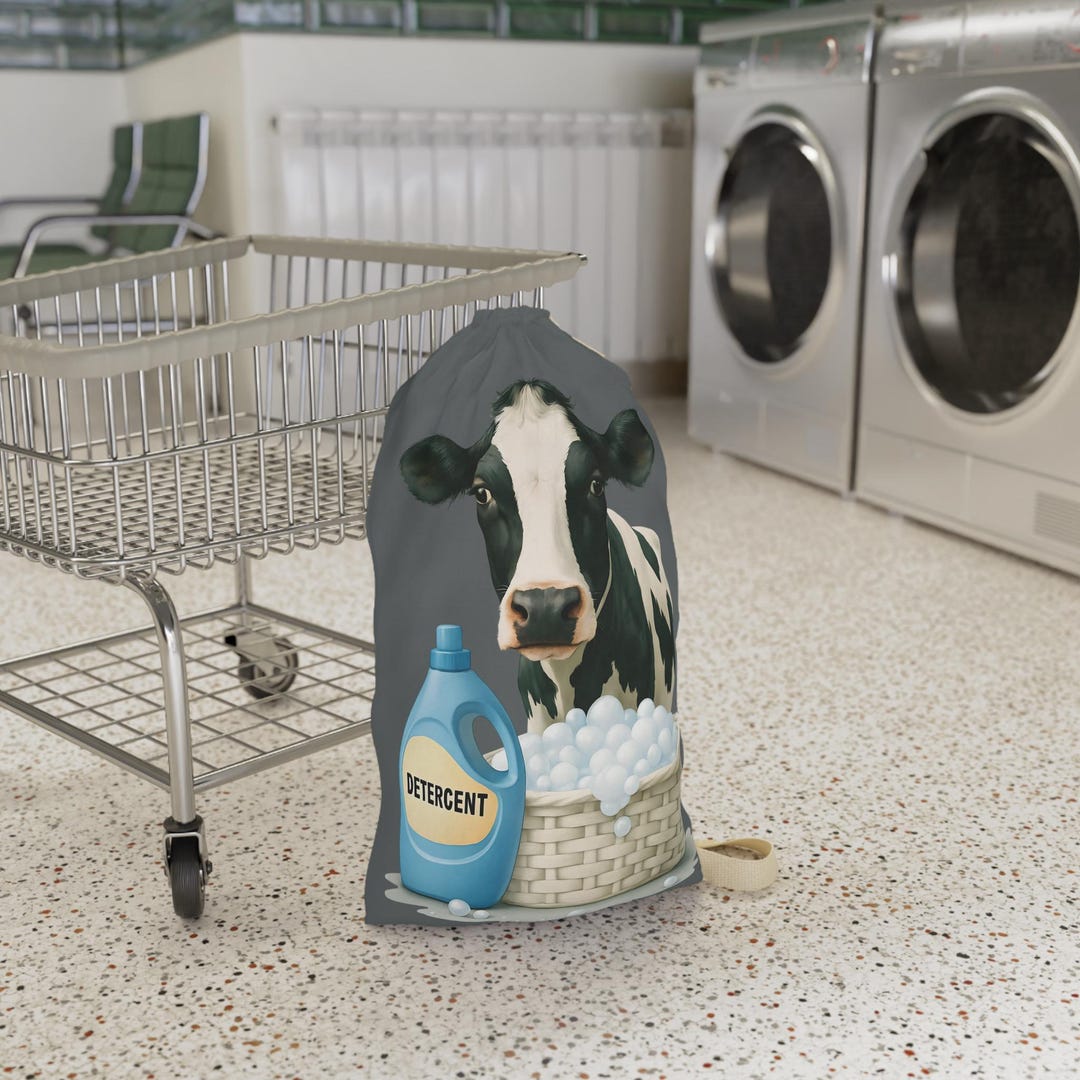 Cow Laundry Bag, Funny Wash Day or Dorm Essentials - "herd It's Laundry ...