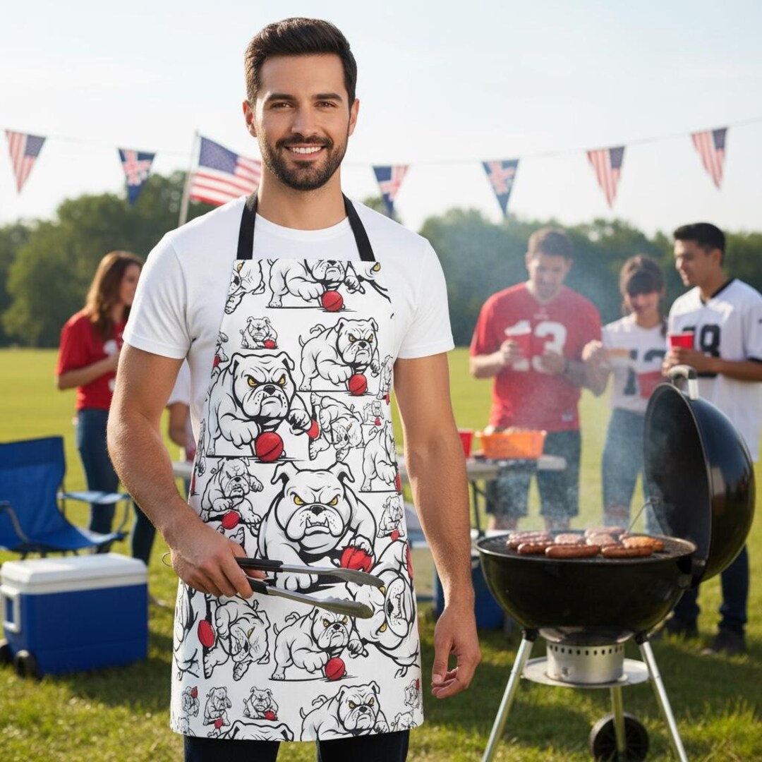 Bulldog Football Apron: Tailgating BBQ Apron - Etsy