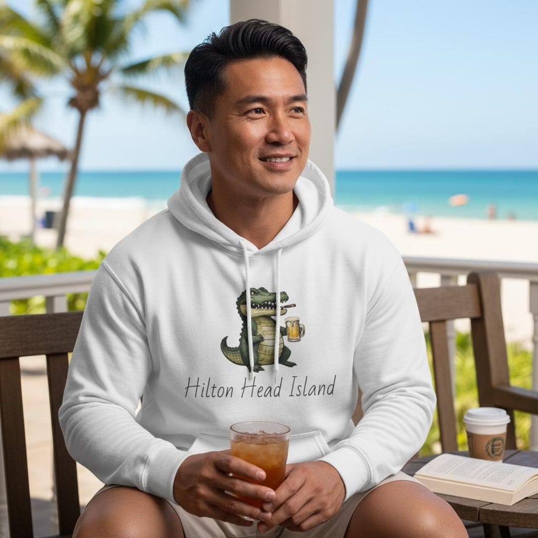 Hilton Head Island Man-gator Hoodie: Funny HHI Guys Trip, Golf Vacation ...